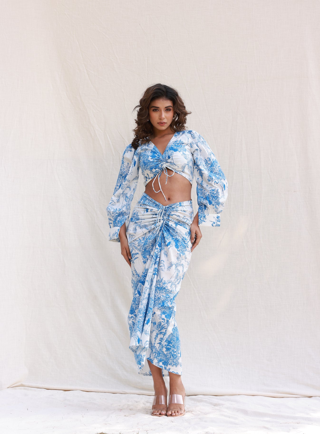 Shop Mid-Pull Up Long Skirt with Runch Crop Top Co-Ord Set – Moonstruck